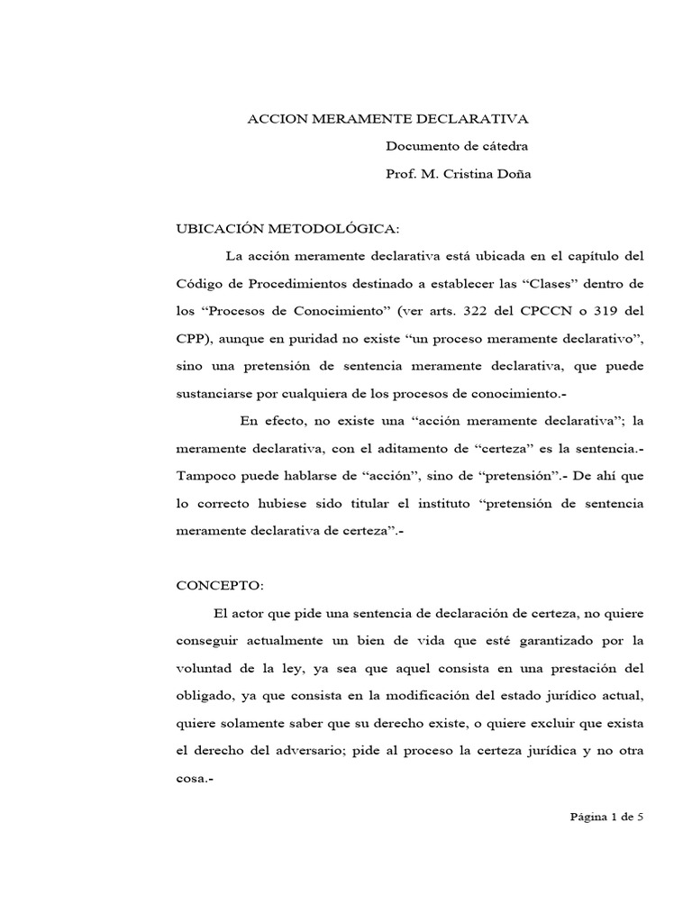 Acción Meramente Declarativa: Conceptos Clave | PDF | Res Judicata ...