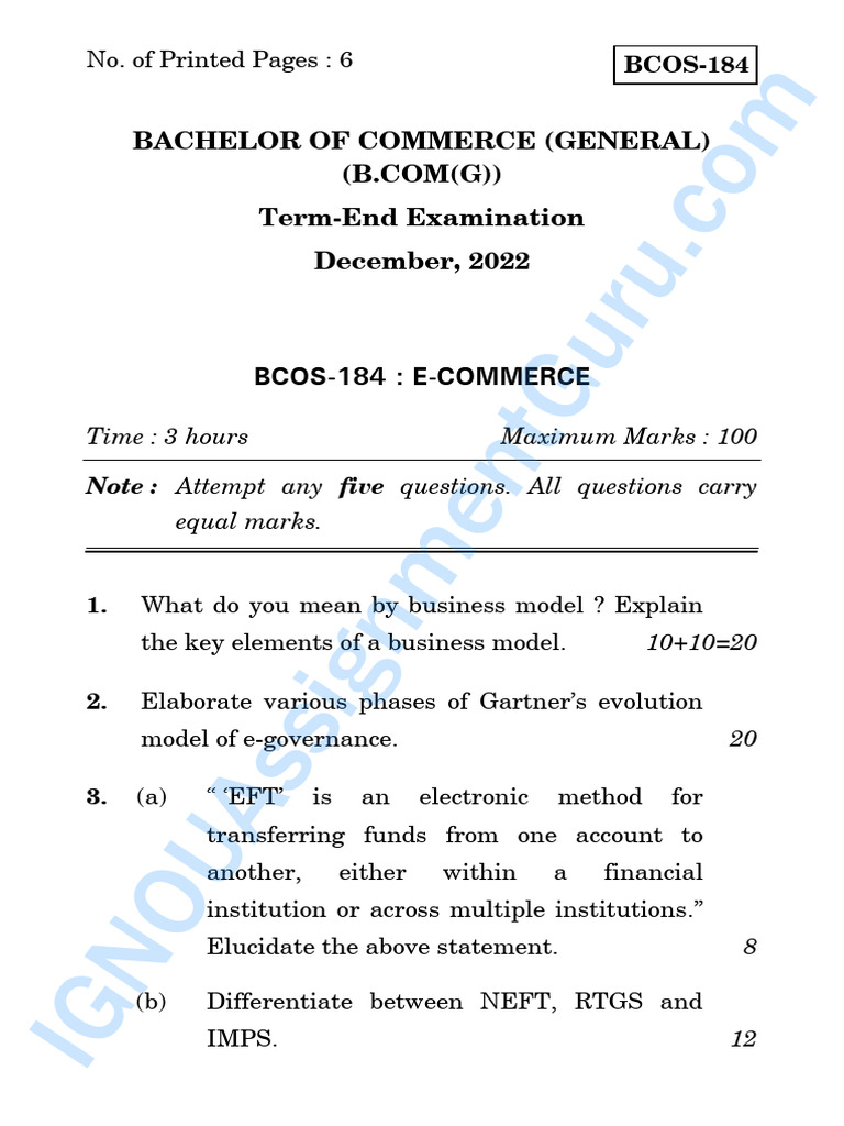 Dec - 2022 BCOS-184 | PDF | Computing | Information Technology