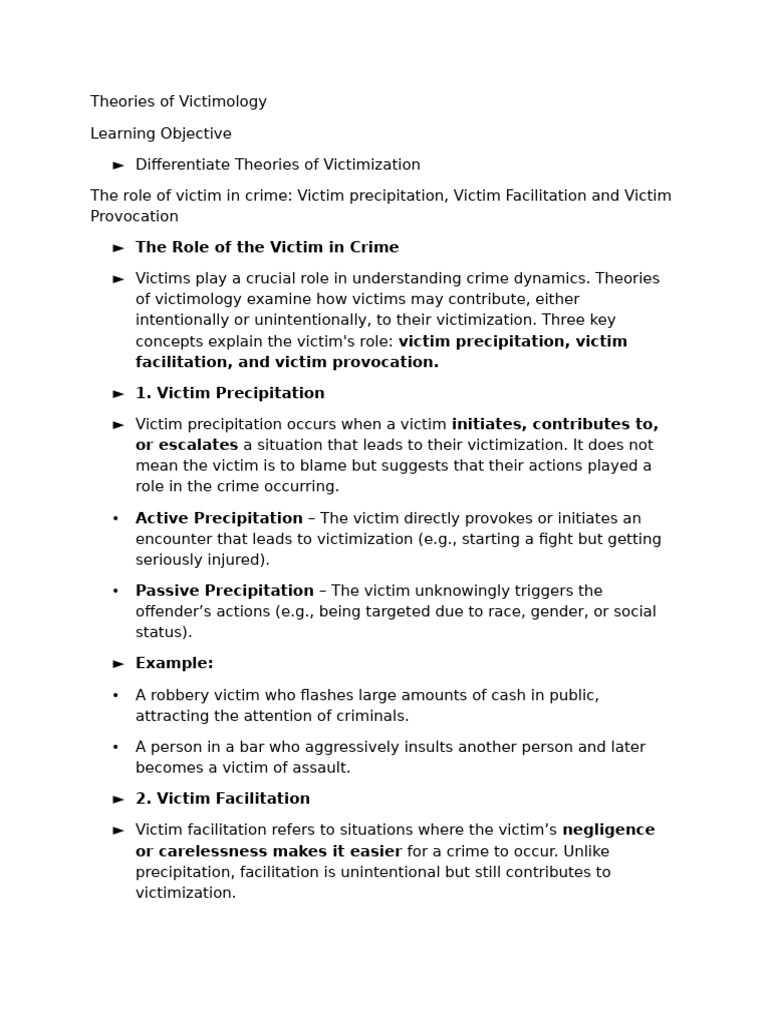 Theories of Victimology Explained | PDF | Crimes | Crime & Violence
