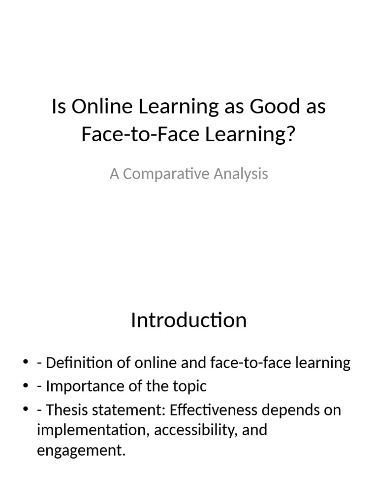 Online vs Face-to-Face Learning: A Comparison | PDF
