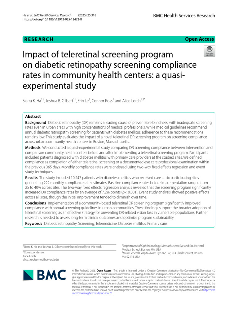 Impact of teleretinal screening program on diabetic retinopathy ...