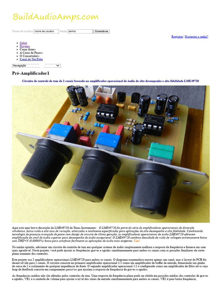 Controle de Tom com LME49720: Guia Completo | PDF | Amplificador ...