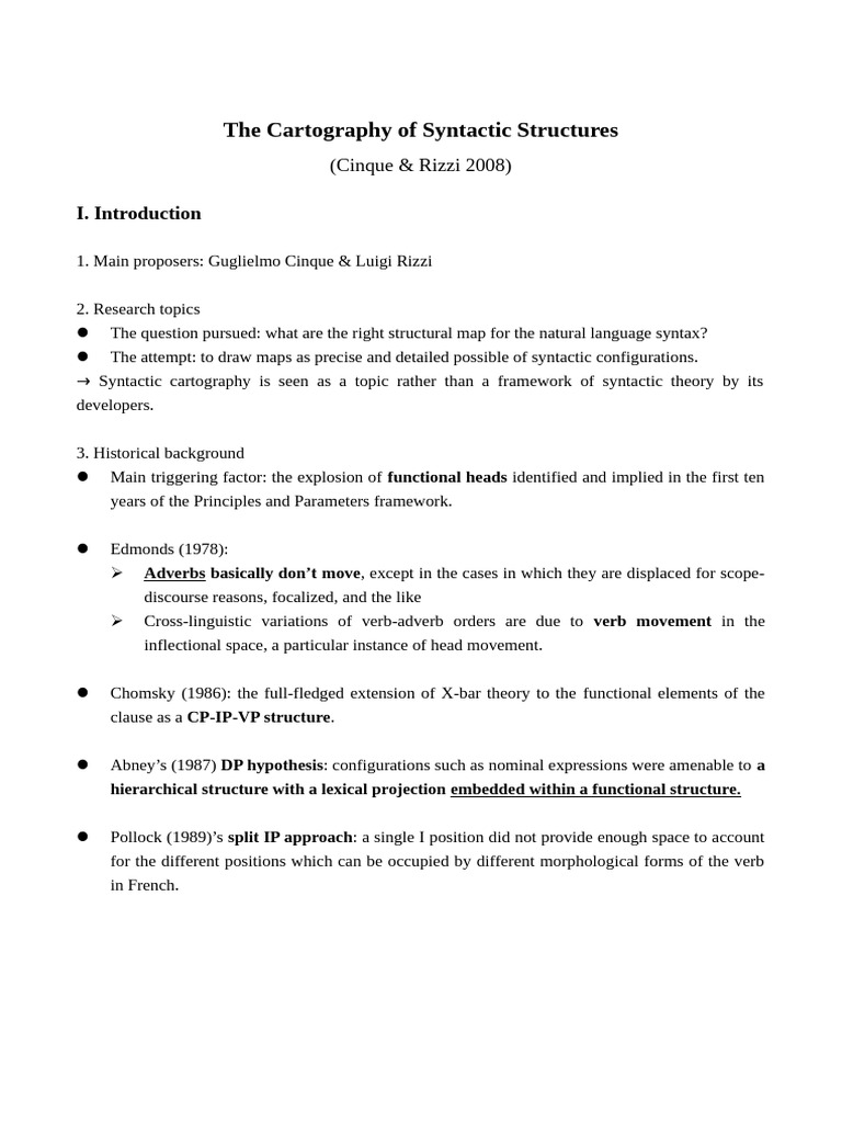 The Cartography of Syntactic Structures | PDF | Part Of Speech | Syntax