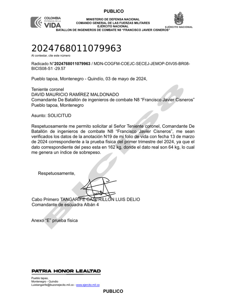 Solicitud Prueba Fisica (1) - Firmado | PDF