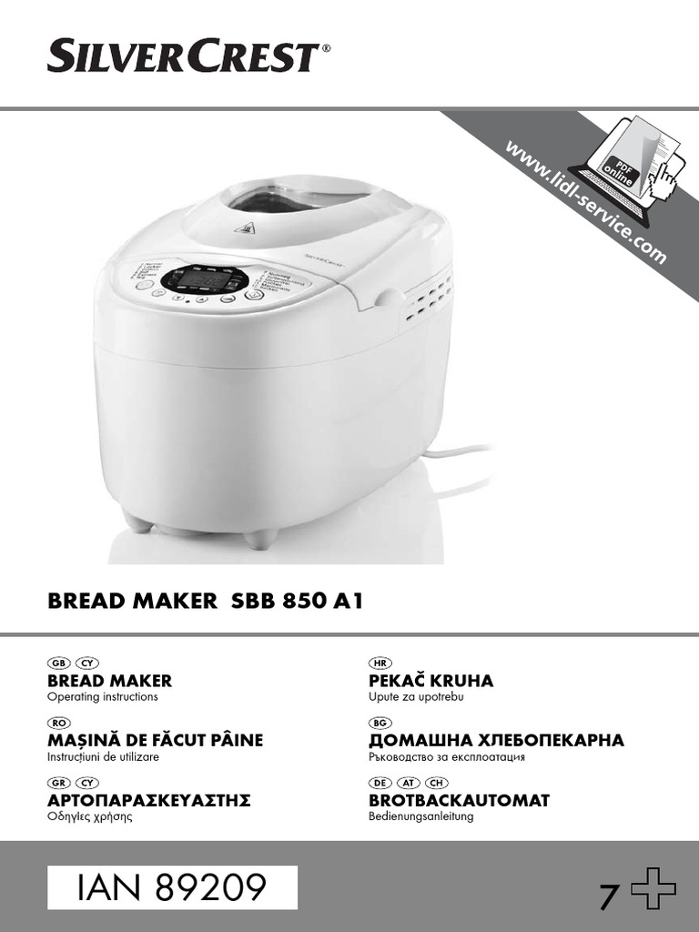 SilverCrest IAN 89209 Bread Maker | PDF | Breads | Foods