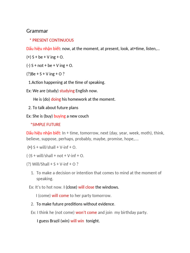 Grammar Unit 6 2 | PDF