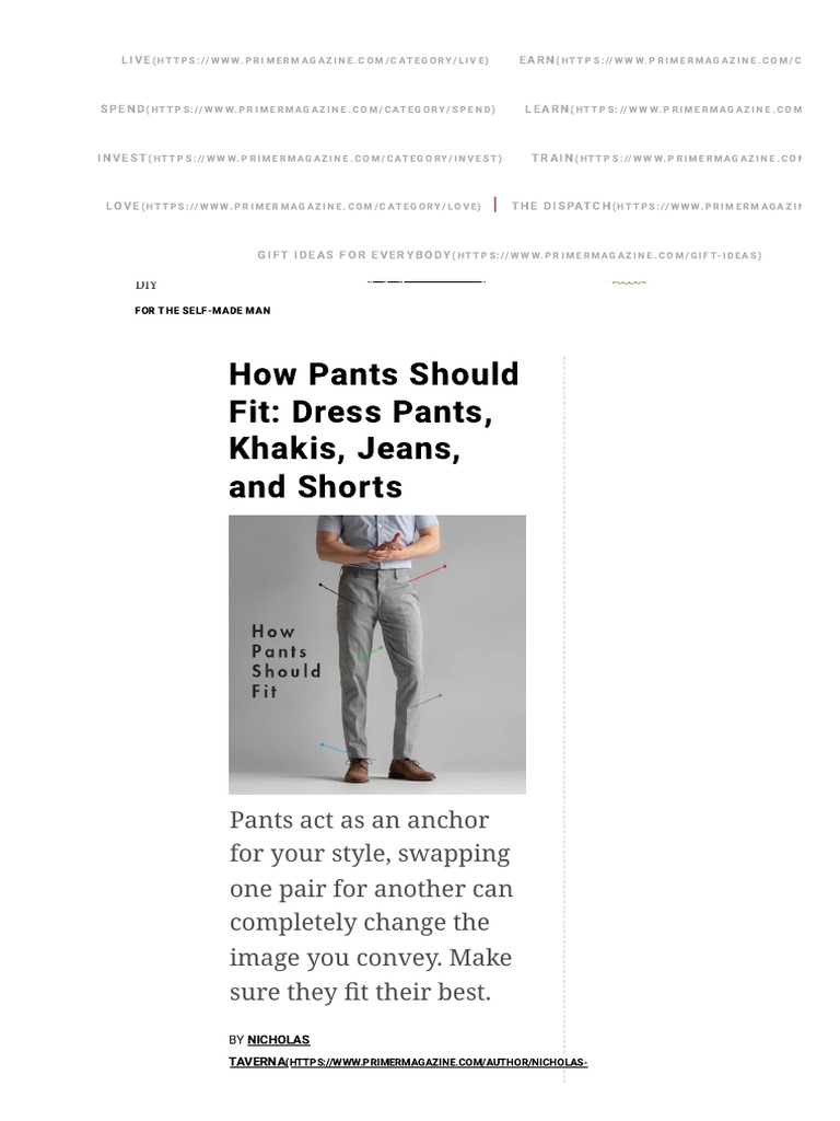 Perfect Fit Guide for Men's Pants | PDF | Trousers | Softlines (Retail)