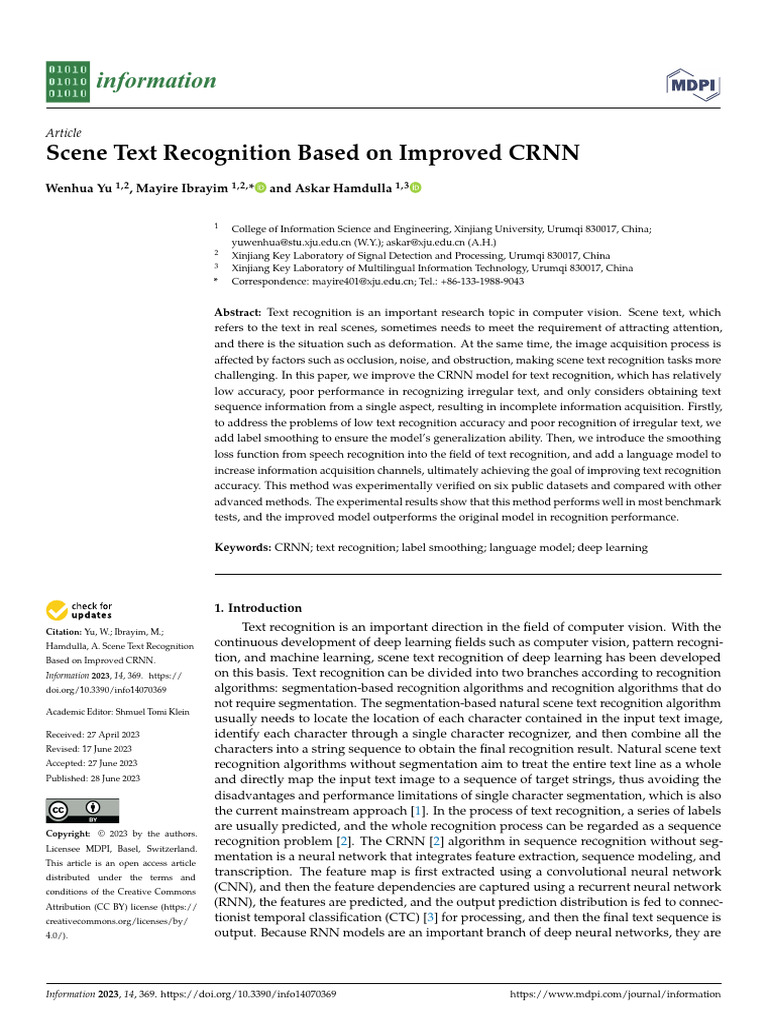 Scene Text Recognition Based On Improved CRNN | PDF | Deep Learning ...