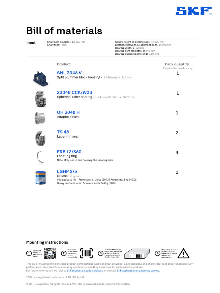 Bill of Materials-Housing With Bearing | PDF | Bearing (Mechanical ...