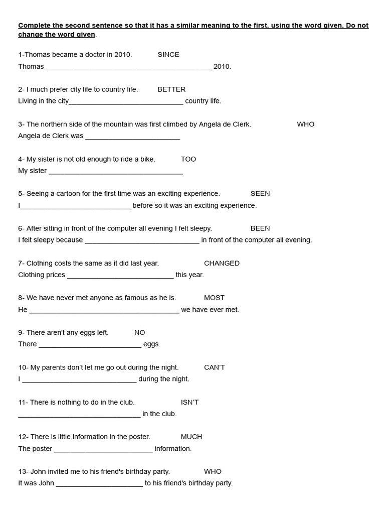 Rephrasing exercises. | PDF
