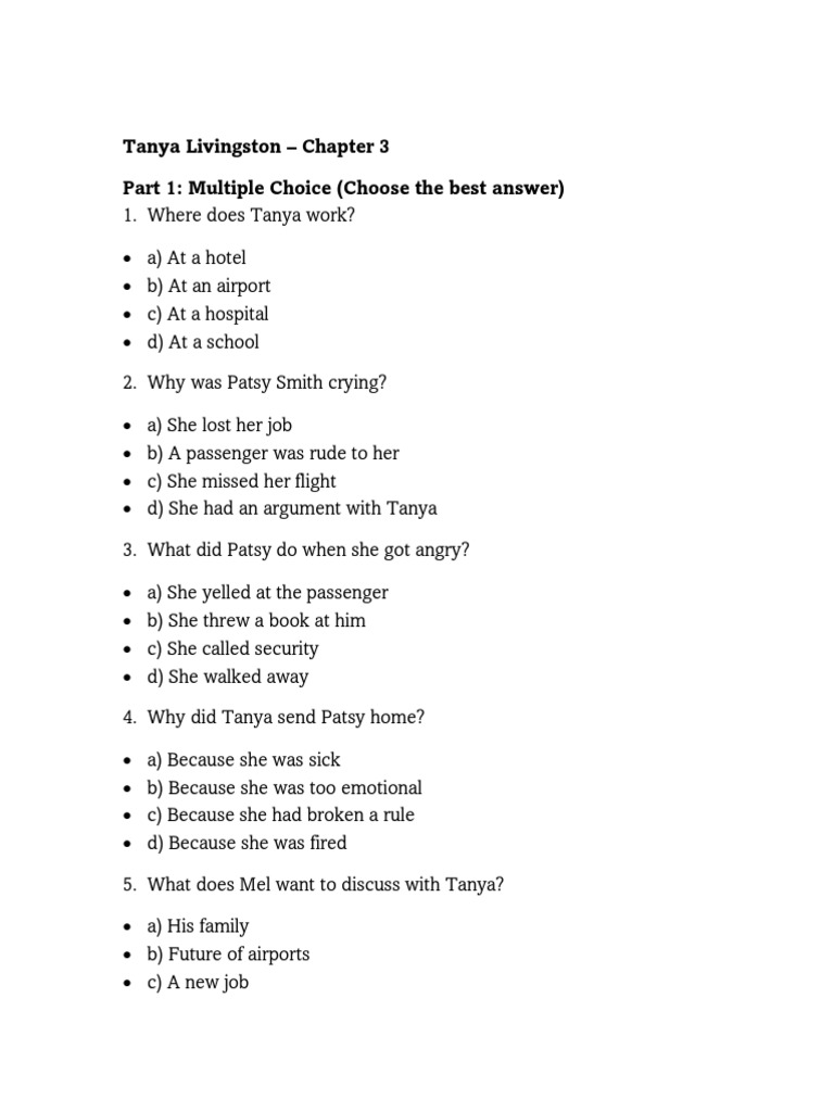 Tanya Livingston Test | PDF