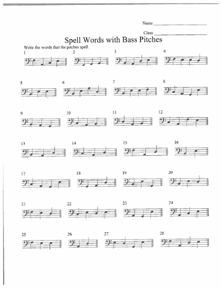 bass clef worksheet | PDF