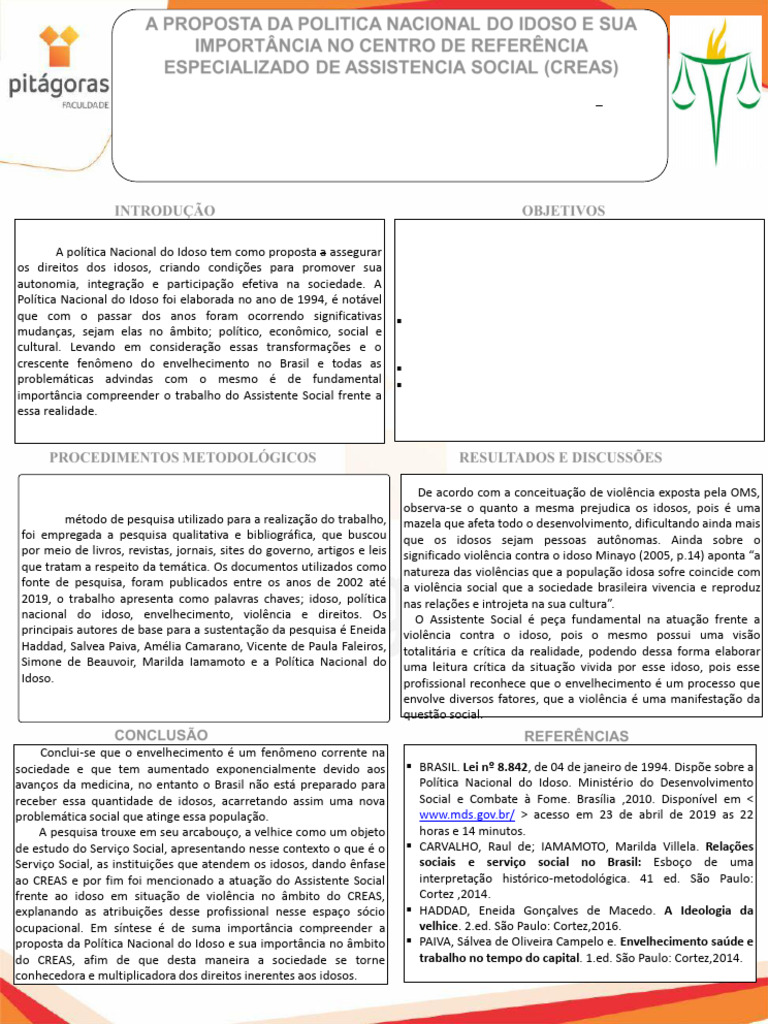 MODELO DE BANNER TCC III (1) | PDF | Terceira idade | Sociologia
