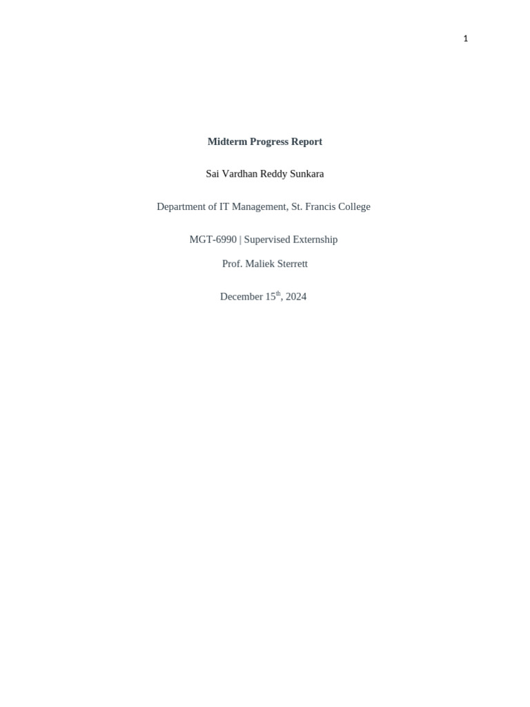 Midterm Progress Report - Sai Vardhan Reddy Sunkara | PDF