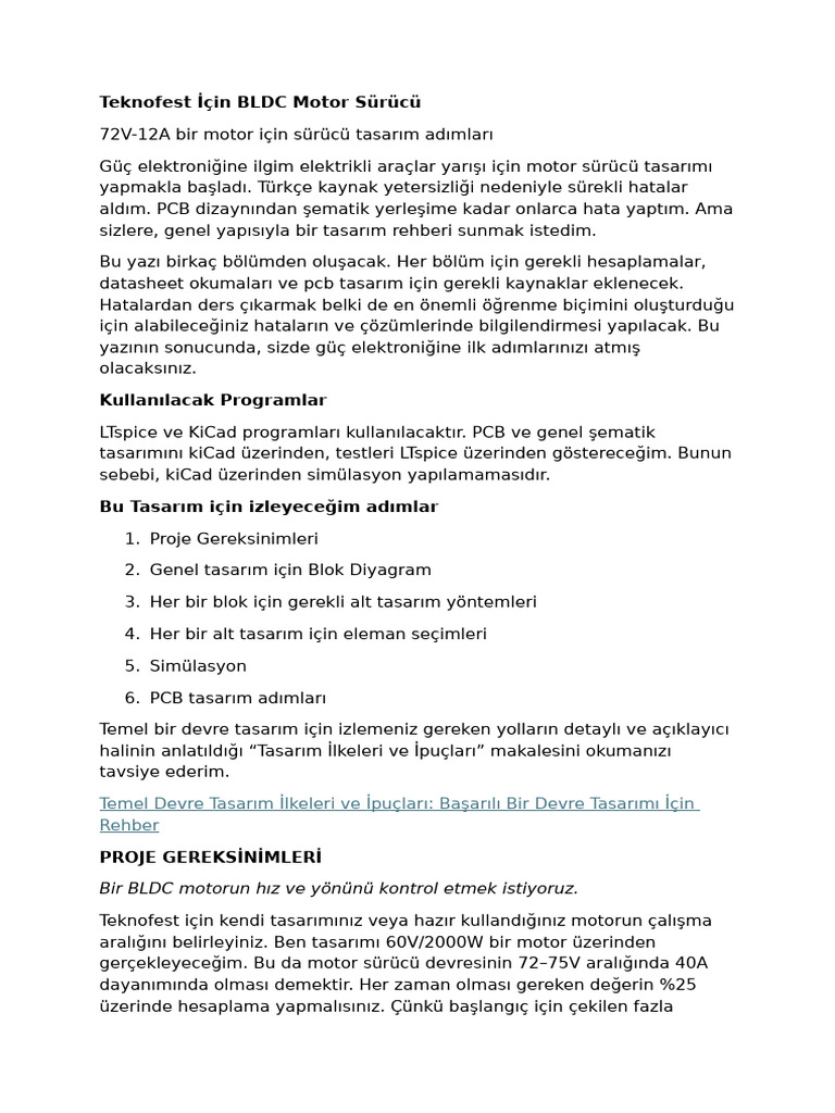 Medium Profile Aleyna Korkmaz BLDC Motor Driver | PDF