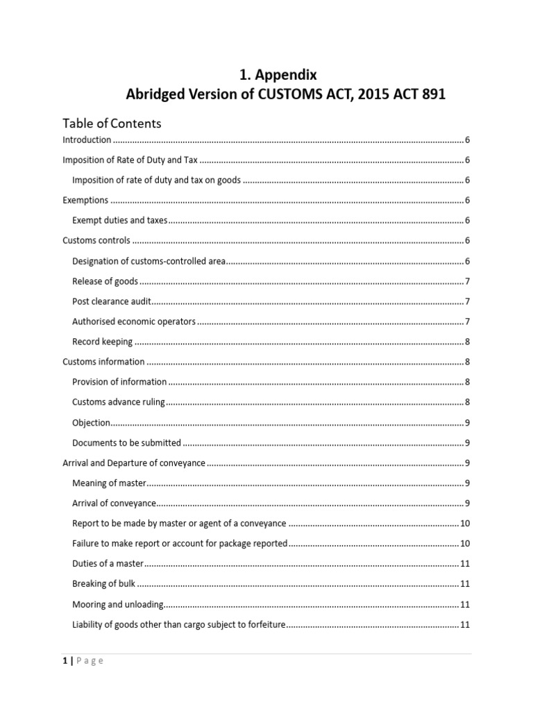 1 - Abridged Version of Customs Act | PDF | Customs | License