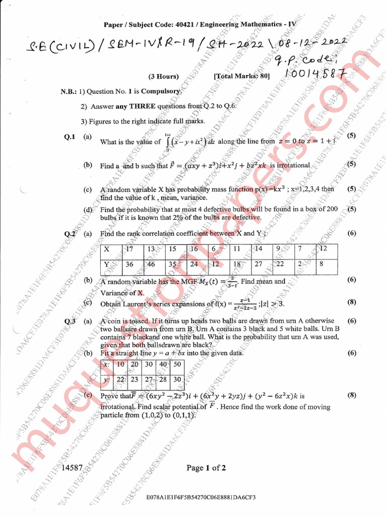 Be - Civil Engineering - Semester 4 - 2022 - December - Engineering ...