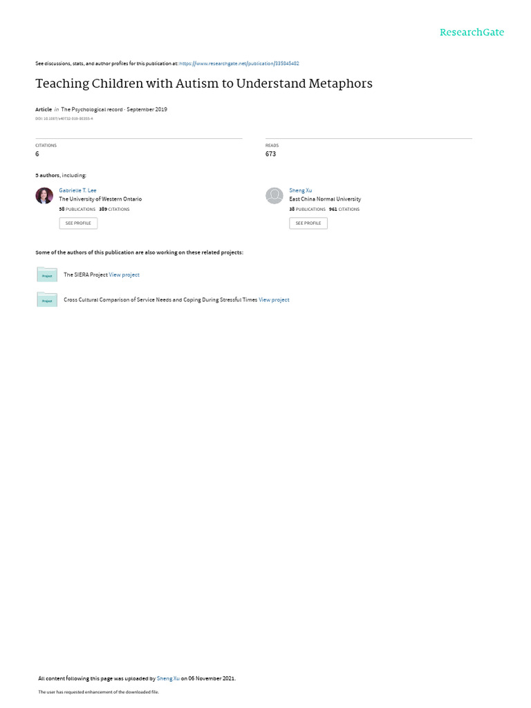 Teaching Understand Metaphors | PDF | Autism | Behavioural Sciences