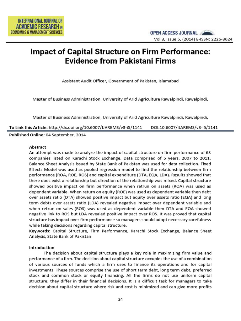 Capital Structure's Impact on Firm Performance | PDF | Capital ...
