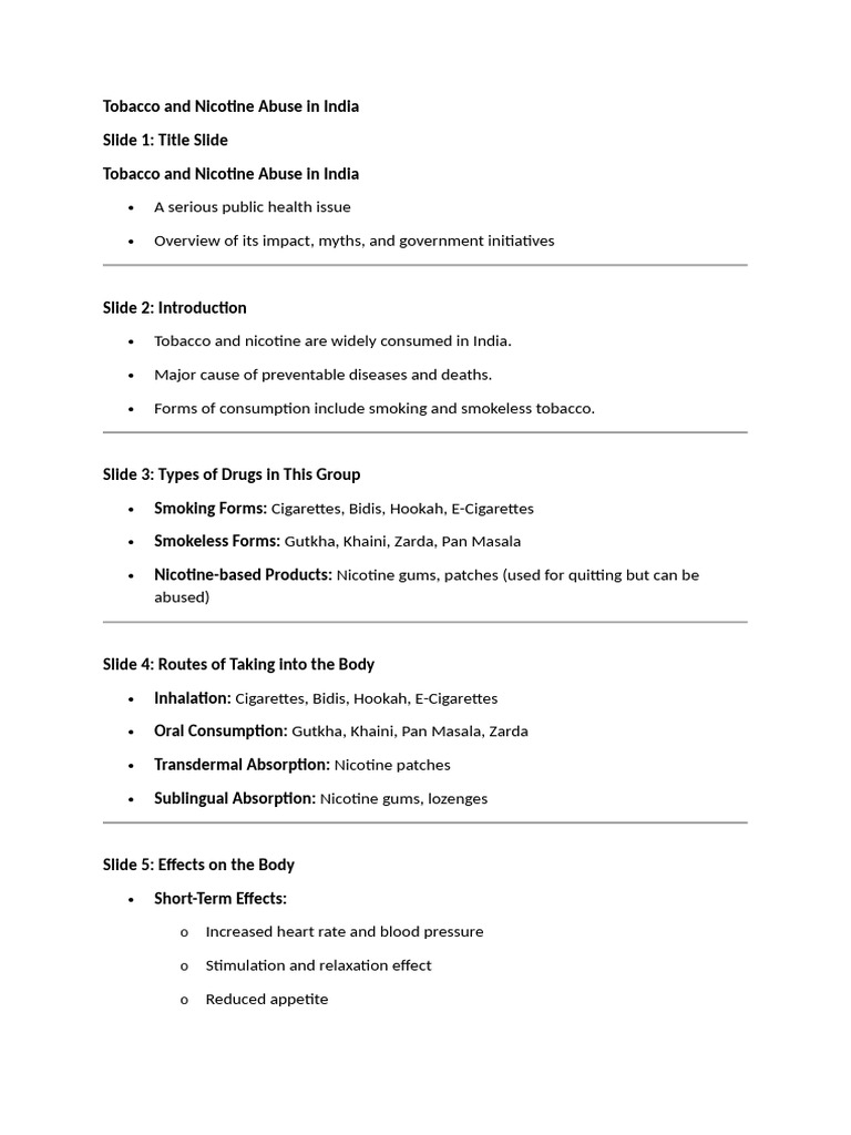 Tobacco Abuse: Impact & Solutions in India | PDF | Nicotine ...