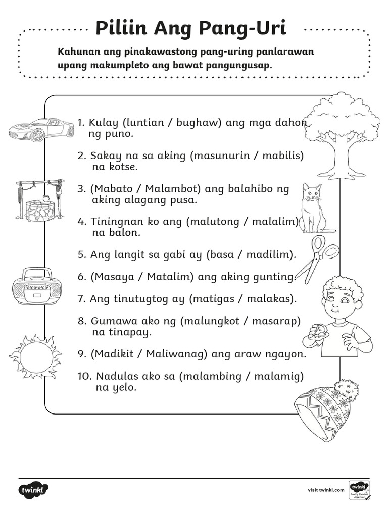 Piliin Ang Pang Uri Grade 1.pdf - Ver - 1 | PDF