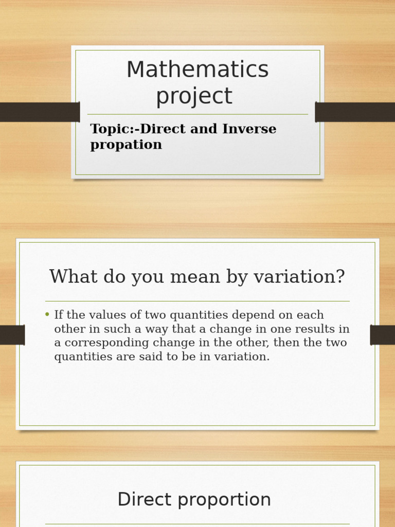 Direct and Inverse Proportion Project | PDF
