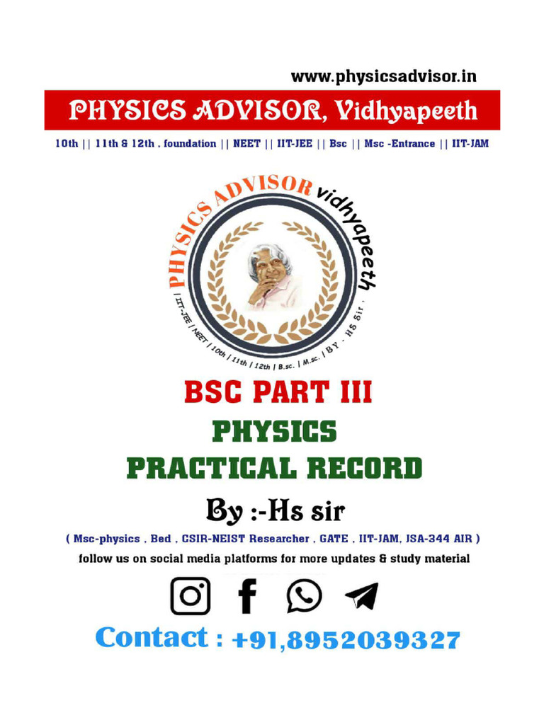 BSC Part 3 Physics Practical File For Hindi Medium | PDF