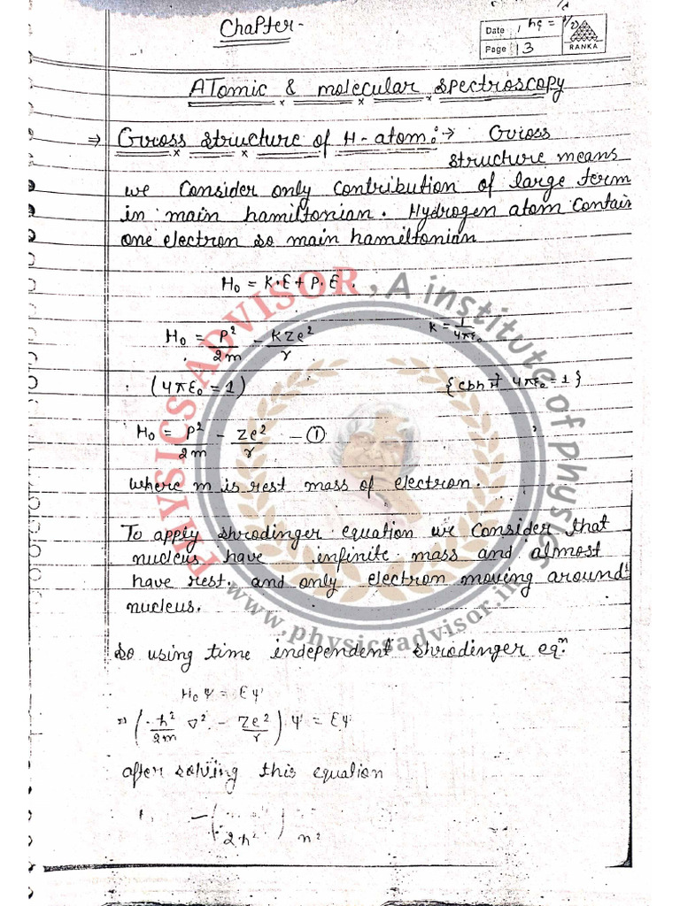 Atomic & Molecular spectroscopy | PDF