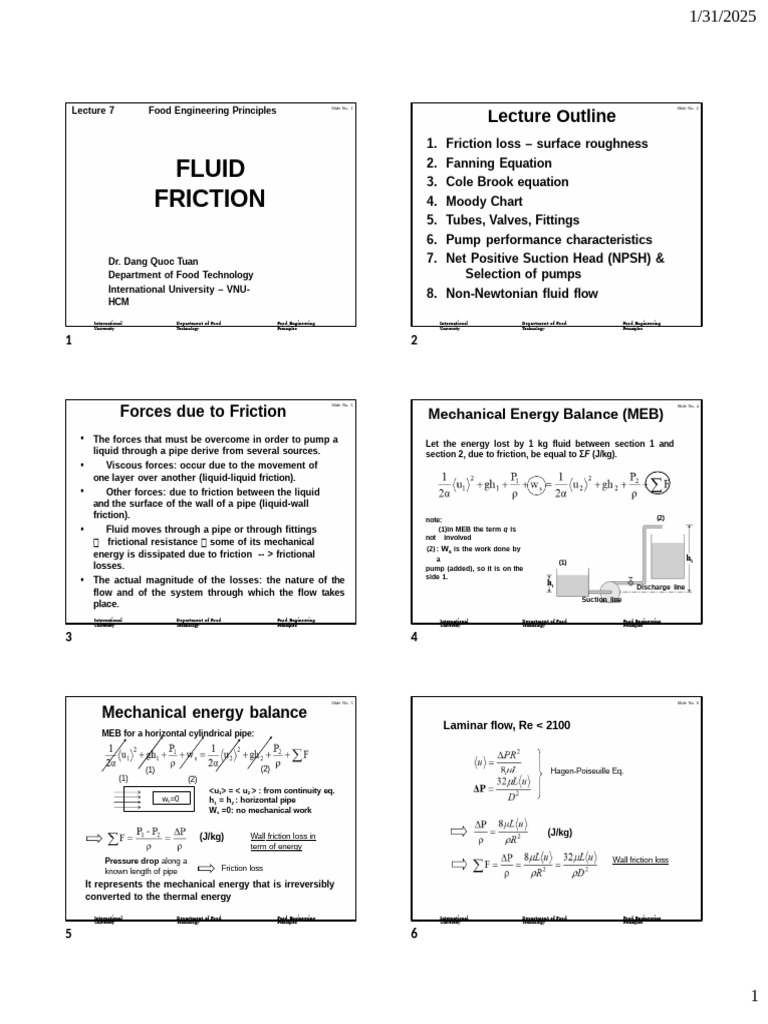 FE Lec7 Fluid - Friction | PDF | Pump | Friction