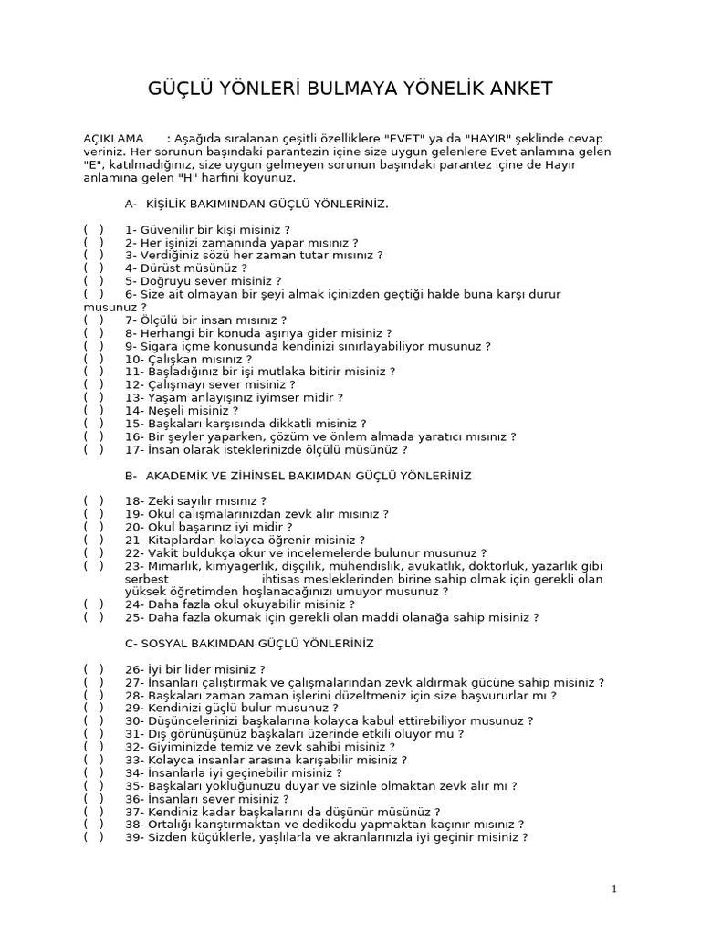 G L Y Nleri Bulma Anketi | PDF
