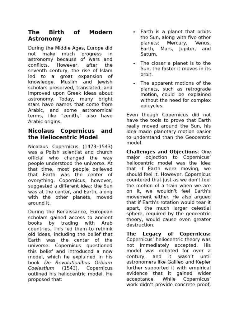 The Birth of Modern Astronomy | PDF | Heliocentrism | Galileo Galilei