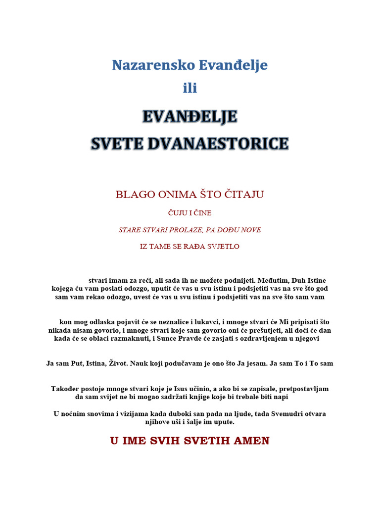 Evandjelje Svete 12torice | PDF