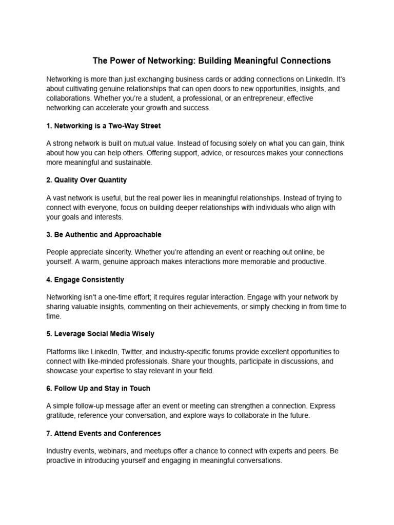 The Power of Networking Explained | PDF | Business | Communication