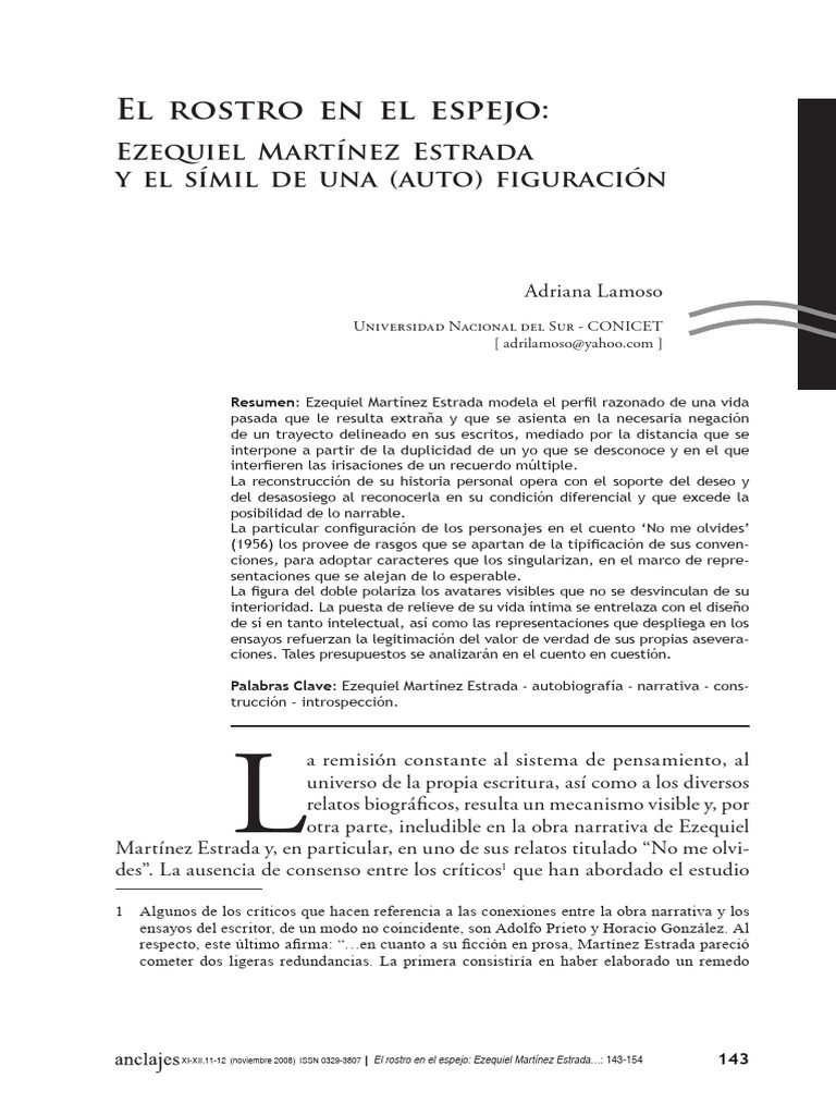 El Rostro en El Espejo:: Ezequiel Martínez Estrada y El Símil de Una ...