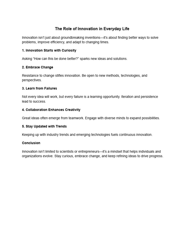 Innovation's Impact on Daily Life | PDF
