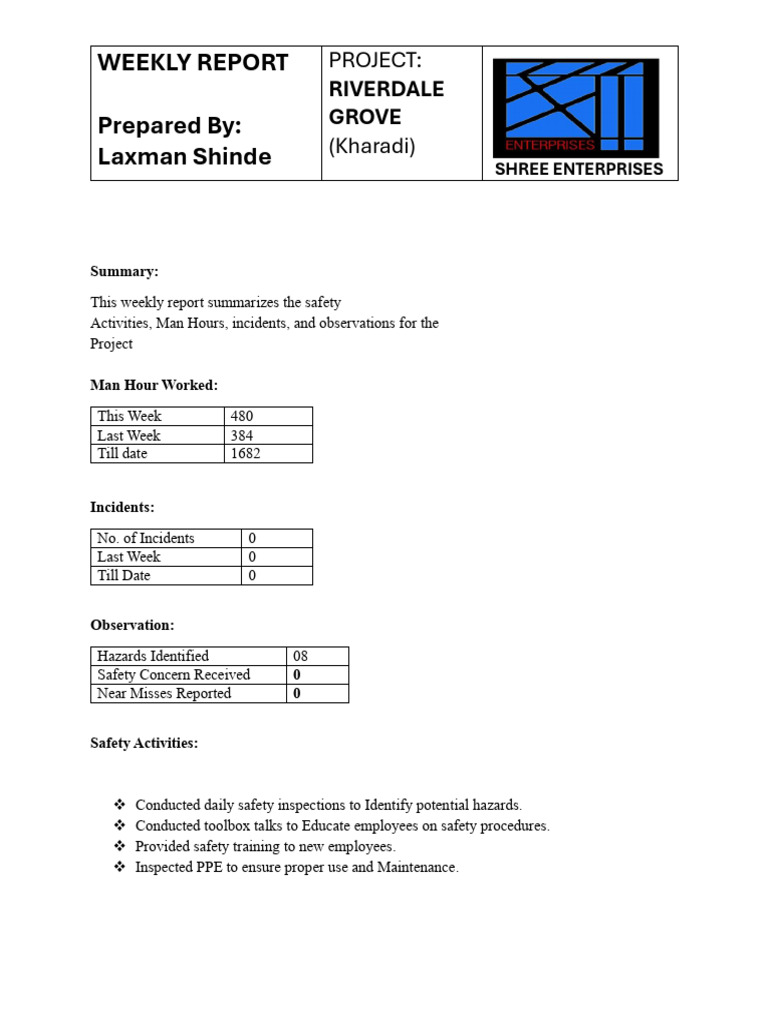 Weekly Report - Shree Enterprises | PDF