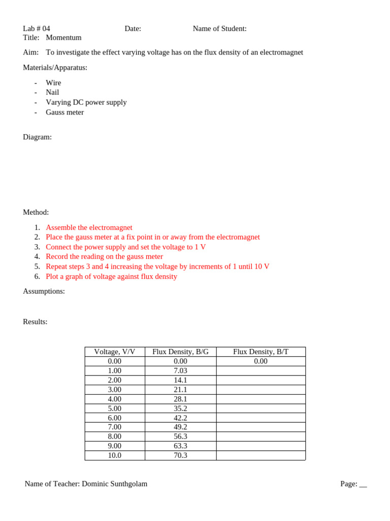 Effect of Voltage on Electromagnet Flux | PDF | Magnetometer | Power Supply