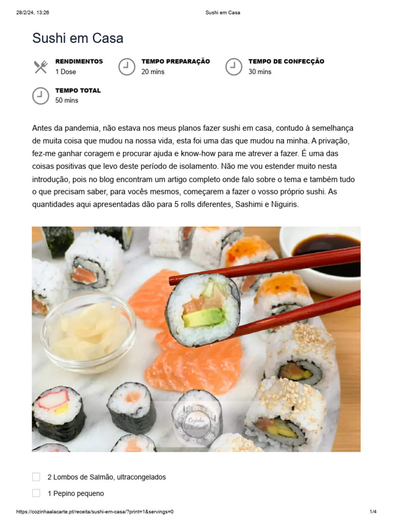Como Fazer Sushi em Casa: Guia Prático | PDF | Sushi | Alimentos