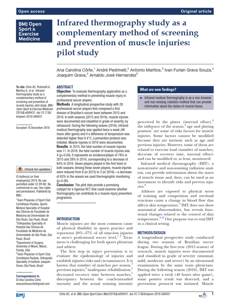 Method For Screening and Prevention of Muscles Injuries | PDF ...