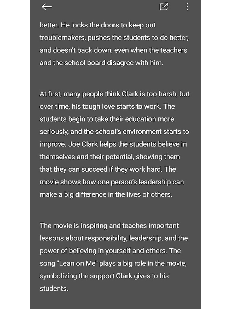 Lean On Me Summary | PDF
