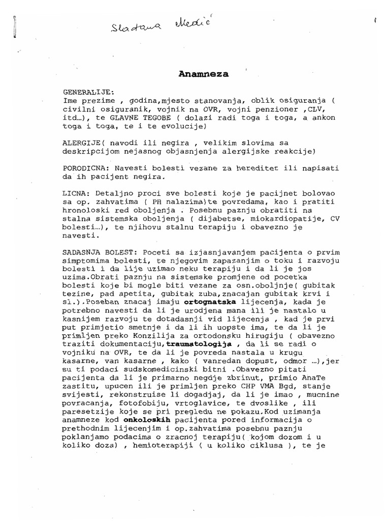 Maksilofacijalna Anamneza | PDF