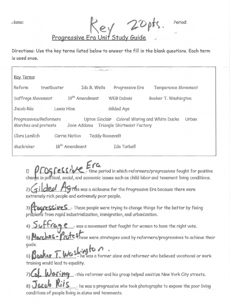 Progressive Study Guide Key | PDF