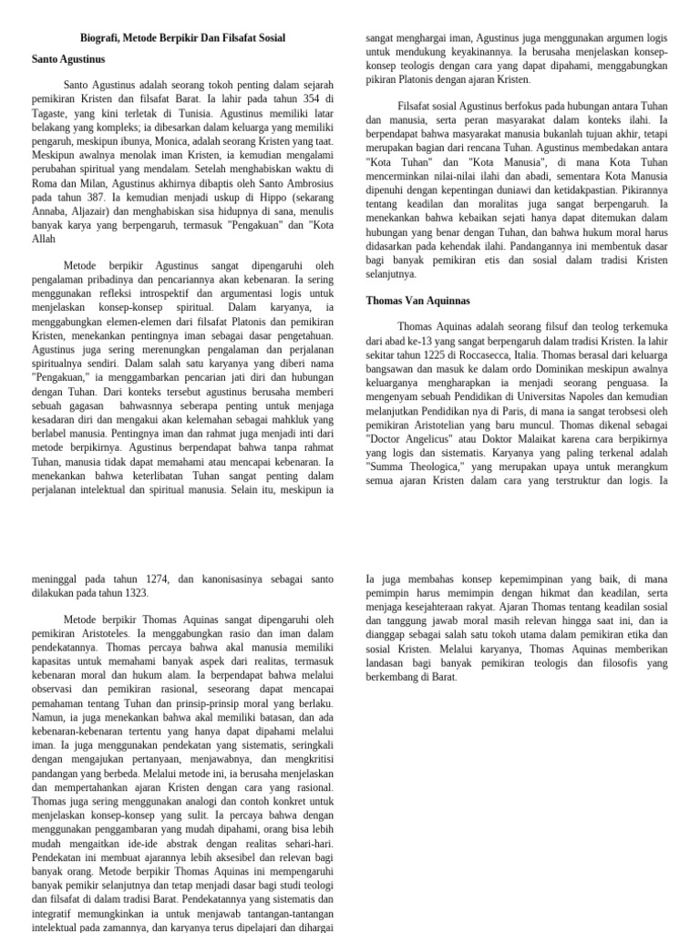 Filsafat dan Pemikiran Agustinus-Aquinas | PDF