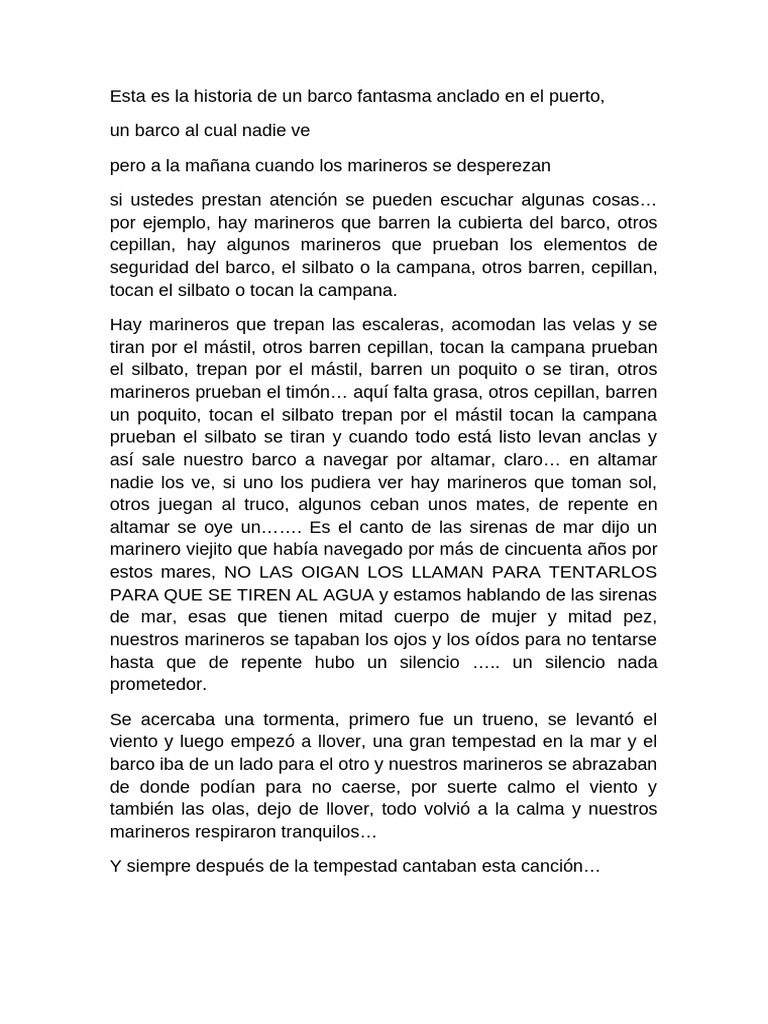 Cuento de Un Barco Fantasma | PDF