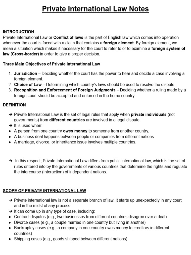 Private International Law Overview Pdf International Law Domicile