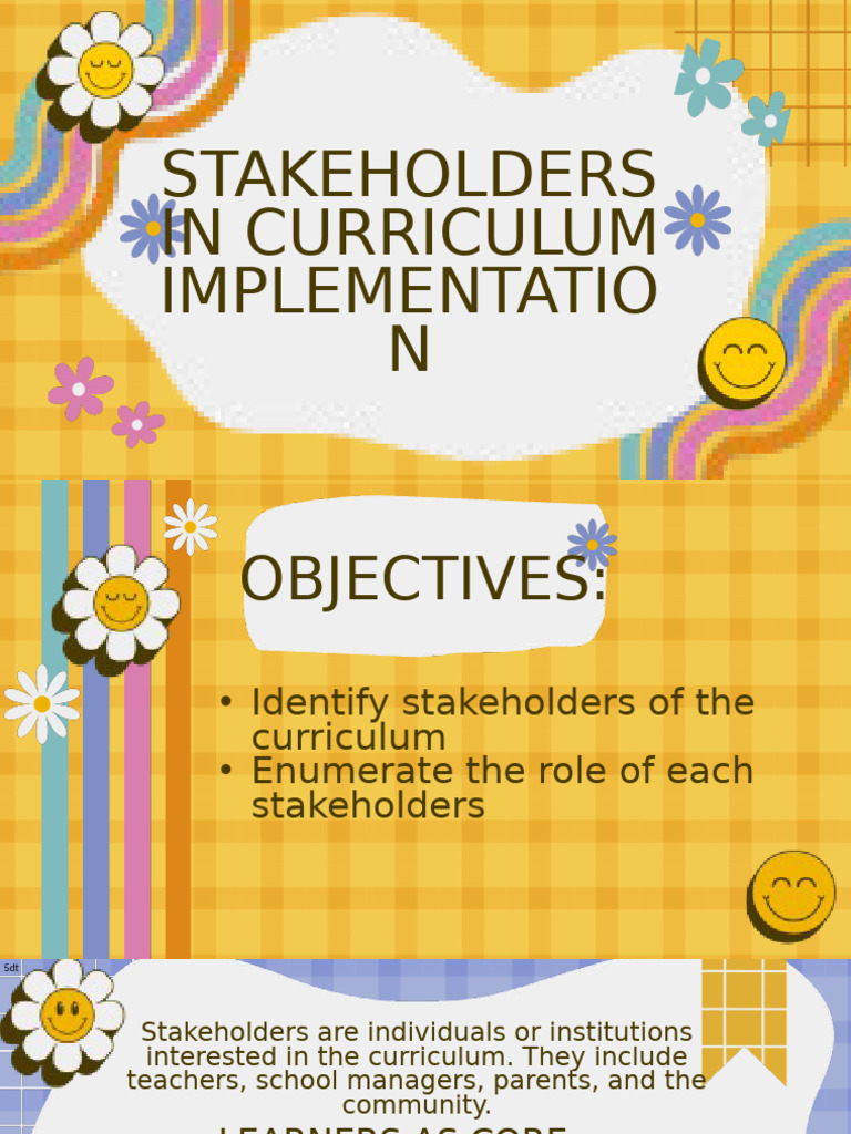 Key Stakeholders in Curriculum Implementation | PDF | Curriculum | Learning