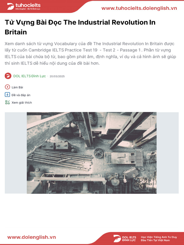 Vocabulary for Britain's Industrial Revolution | PDF