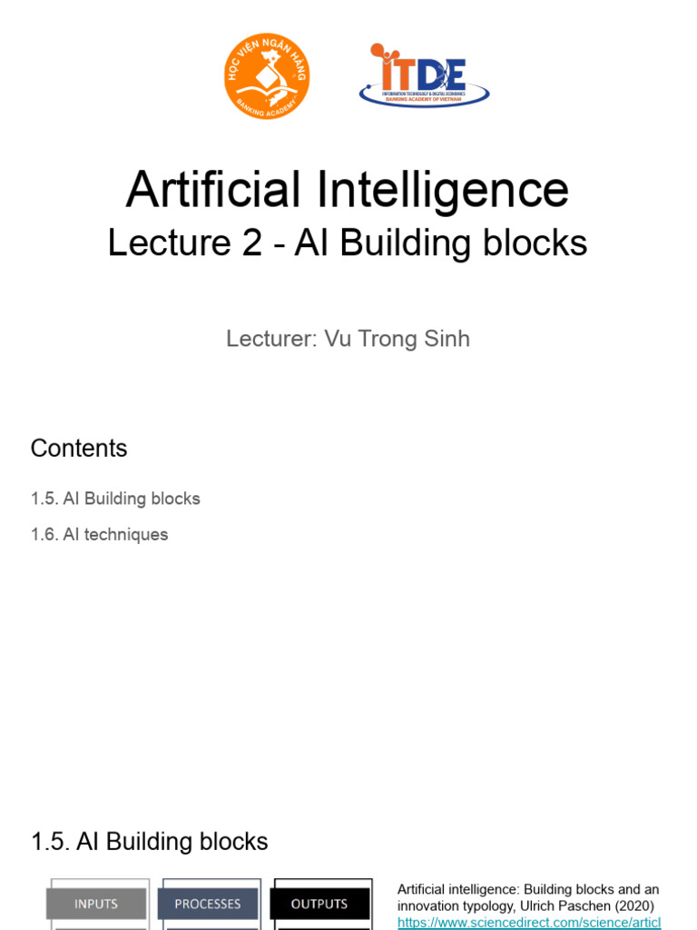 Lecture 2 - AI Building Blocks | PDF | Machine Learning | Artificial Intelligence