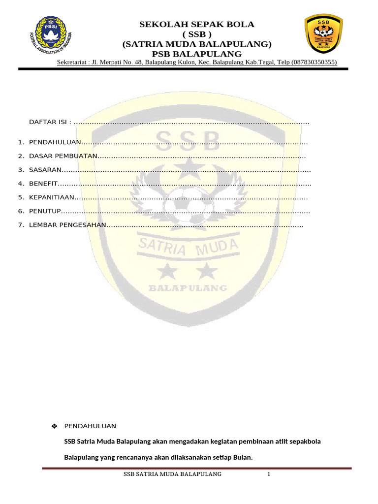 Proposal SSB SAtria Muda BLP (2024) | PDF