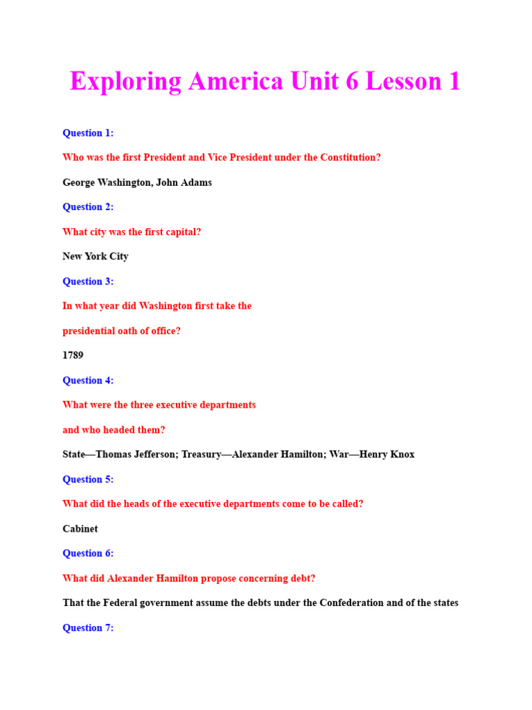 Exploring America Unit 6 Lesson 1 - Chris Houck | PDF | George ...